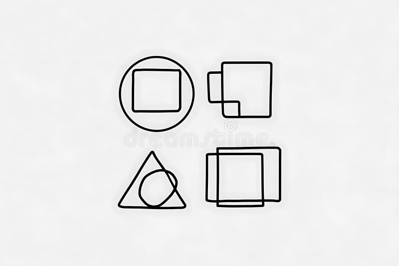 Abstract Geometric Shapes Circle, Square, Triangle, Overlapping Lines ...