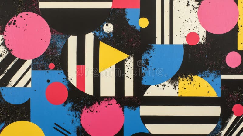 Abstract Geometric Shapes Collage with Vibrant Colors Stock ...