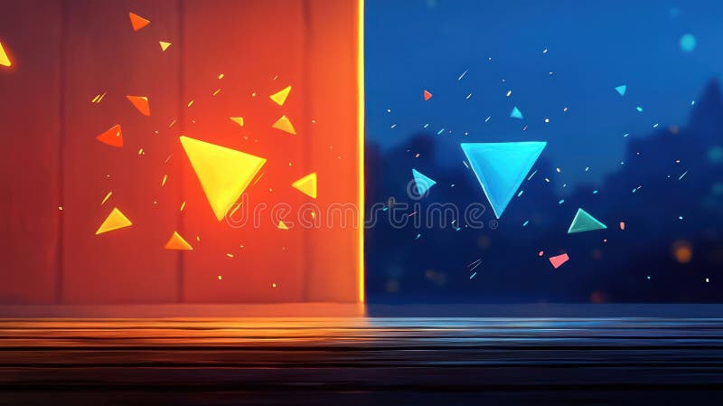 Abstract Geometric Shapes in Contrasting Colors, Symbolizing Duality or ...