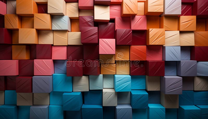 Abstract Geometric Shapes Create a Vibrant, Futuristic Construction ...