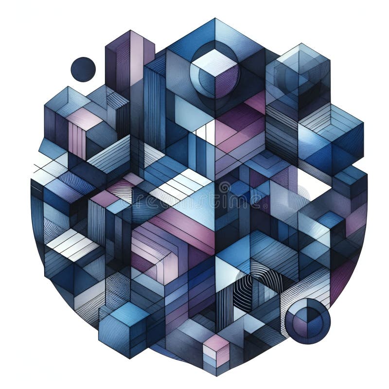 Abstract Geometric Shapes in Deep Indigo and Violet Hues Stock ...