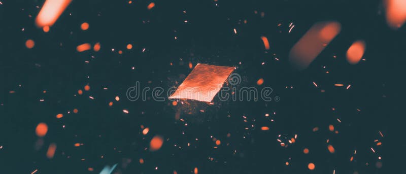 Abstract Geometric Shapes and Fire Sparks Create Artistic Composition ...