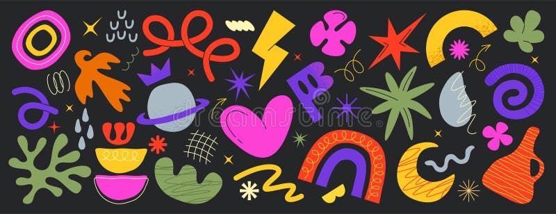 Abstract Geometric Shapes, Freeform Figures, Organic Nature Simple ...