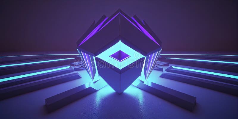 Abstract Geometric Shapes Glow with Neon Light. Stock Illustration ...
