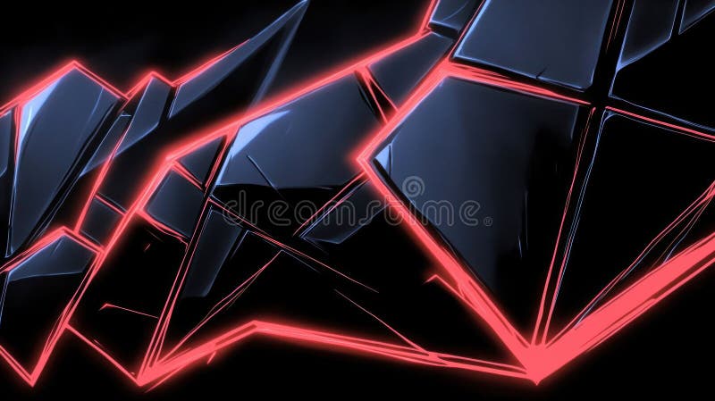 Abstract Geometric Shapes with Glowing Edges on a Dark Background Stock ...