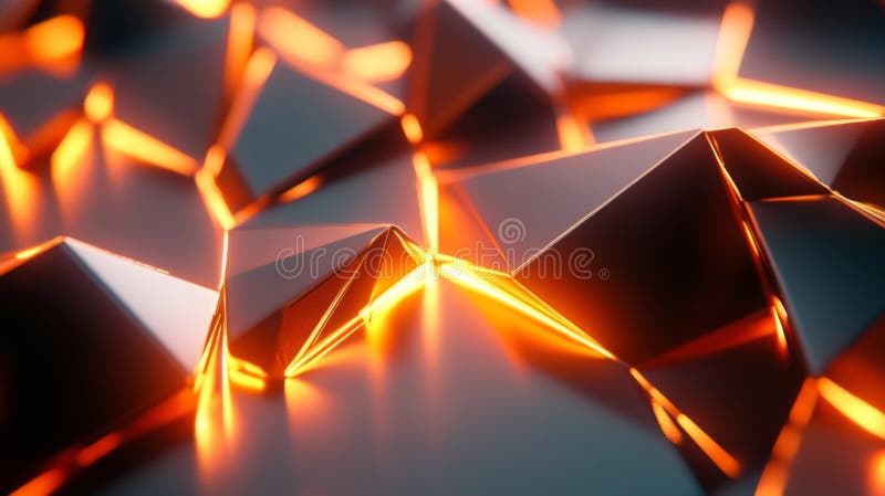 Abstract Geometric Shapes with Glowing Orange Edges Stock Illustration ...