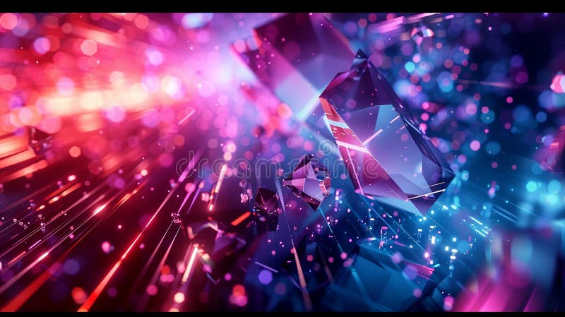 Abstract Geometric Shapes with Pink and Blue Lights Stock Illustration ...
