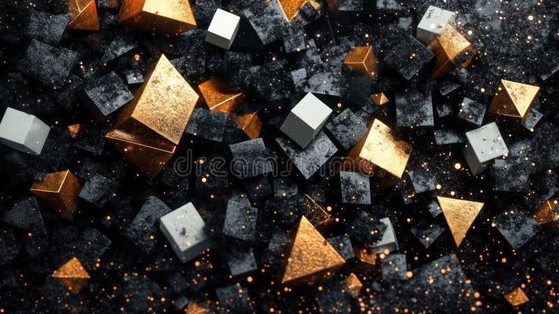 Illuminated Black Cubes Abstract 3d Render Stock Photos - Free ...