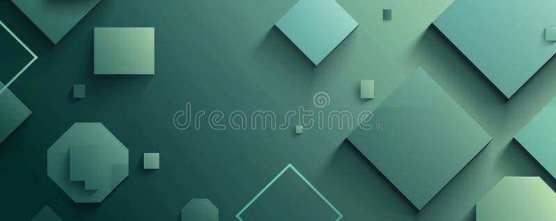 Abstract Geometric Shapes on a Green Gradient Background with Shadows ...