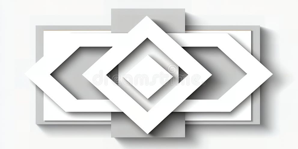 Abstract Geometric Shapes Interlocking White and Gray Squares and ...