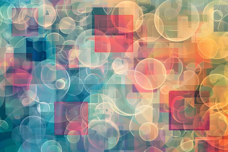 Abstract Geometric Shapes, Interplay of Circles and Squares in a ...