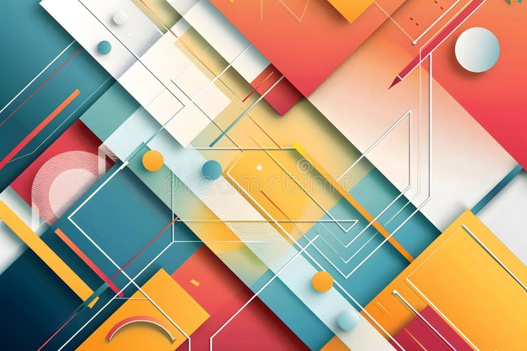 Abstract Geometric Shapes Intersect Dynamically, Creating Vibrant Color Patterns and Bold Lines ...