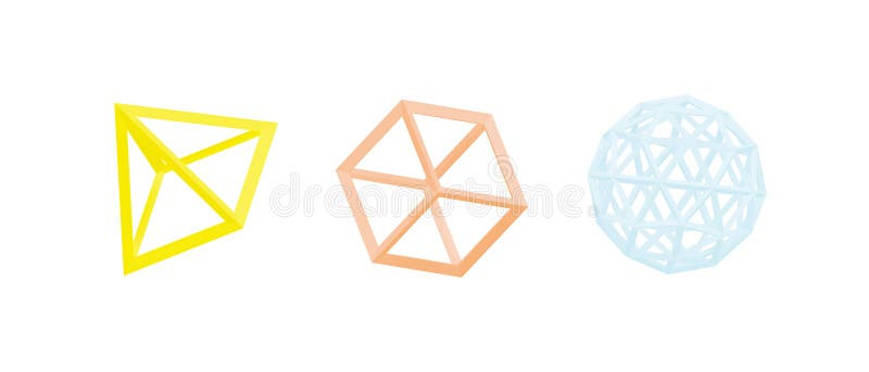 Abstract Geometric Shapes in Isolated Background, 3d Rendering. Pastel ...