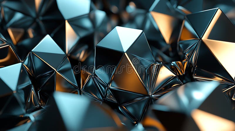Abstract Geometric Shapes in Metallic Blue and Gold Stock Illustration ...