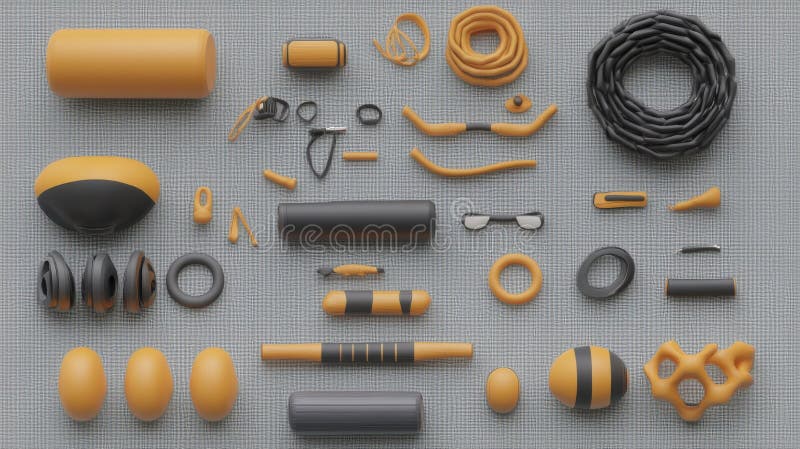 Abstract Geometric Shapes Mustard Yellow and Black 3D Render Stock ...