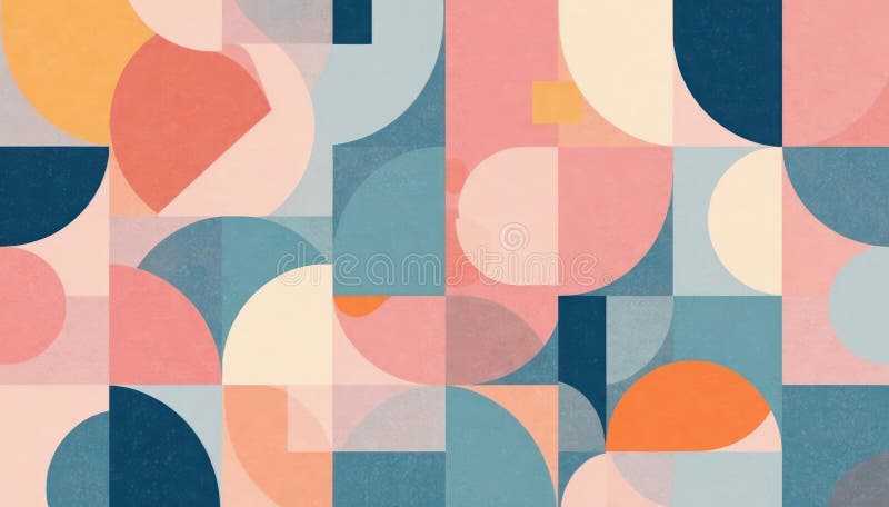 Abstract Geometric Shapes in Muted Pastel Shades, Repeating Seamlessly ...