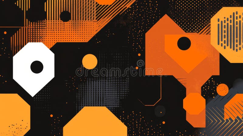 Abstract Geometric Shapes in Orange and Black Creating a Modern ...
