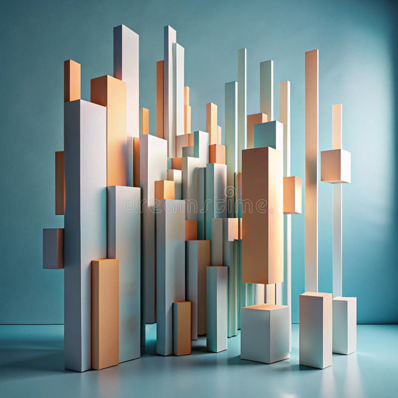 Abstract Geometric Shapes in Pastel Colors Create a Modern City Skyline ...