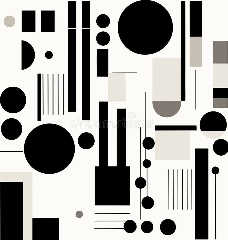 Abstract Geometric Shapes Pattern and Black and White Vector, in the ...