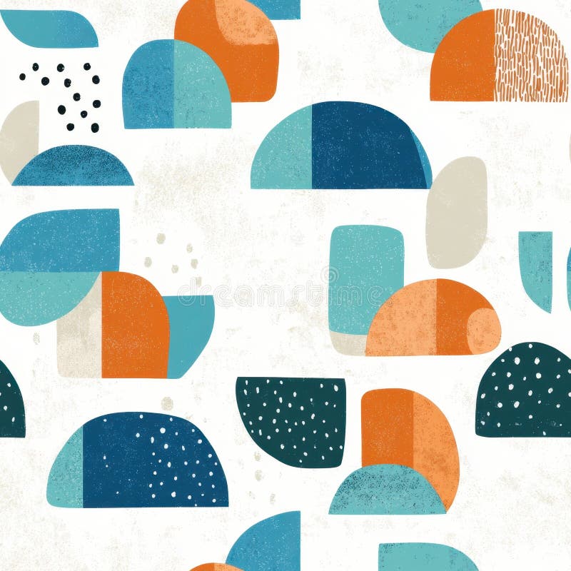 Abstract Geometric Shapes Pattern with Blue and Orange Color Palette ...