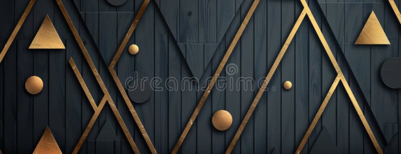 Abstract Geometric Shapes and Patterns in Black and Gold Stock ...