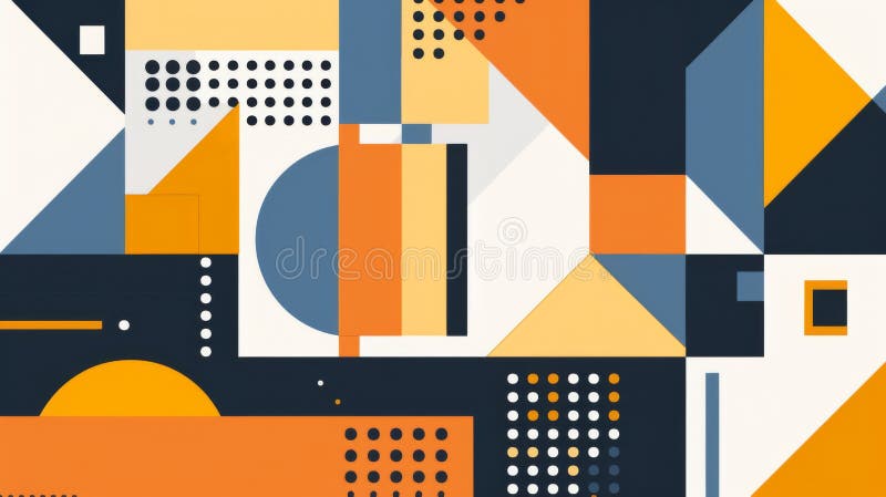 Abstract Geometric Shapes and Patterns in Blue and Orange Stock Photo ...