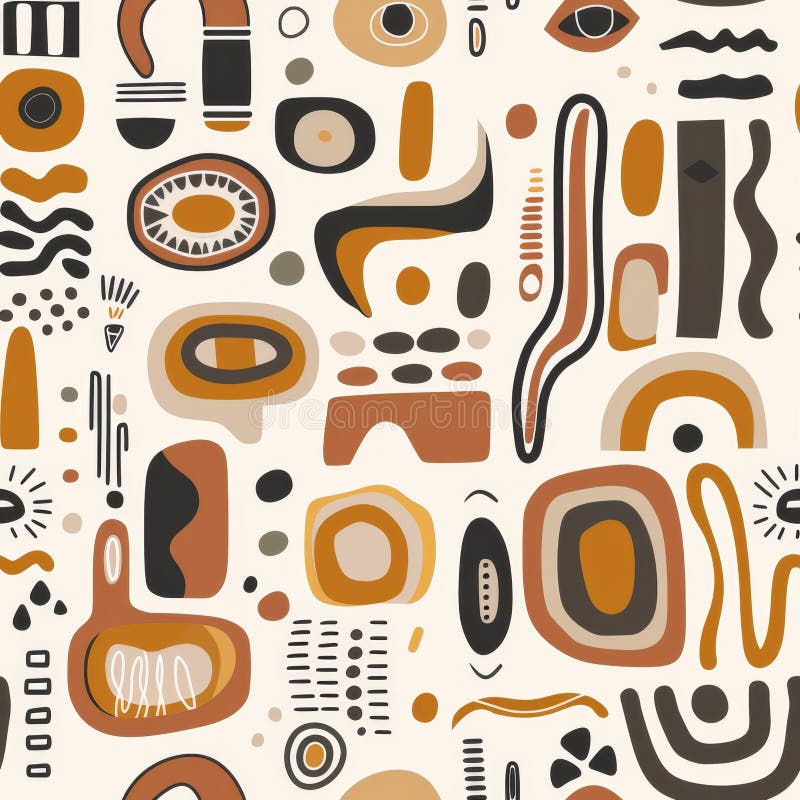 Abstract Geometric Shapes and Patterns in Warm Earth Tones Stock Image - Image of decor ...