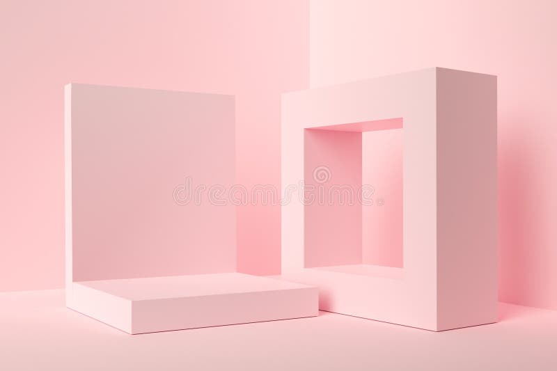 Abstract Geometric Shapes on Pink Background. Minimal 3D Rendering ... Abstract Geometric Shapes on Pink Background. Minimal 3D Rendering ...