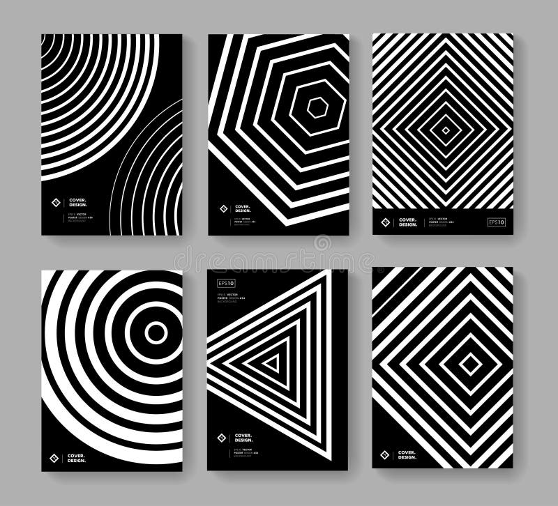 Abstract Geometric Shapes Poster Template Set. Modern Monochrome ...