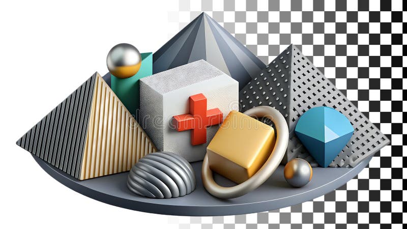Abstract Geometric Shapes Pyramid Cube Sphere Learning Png Transparent ...