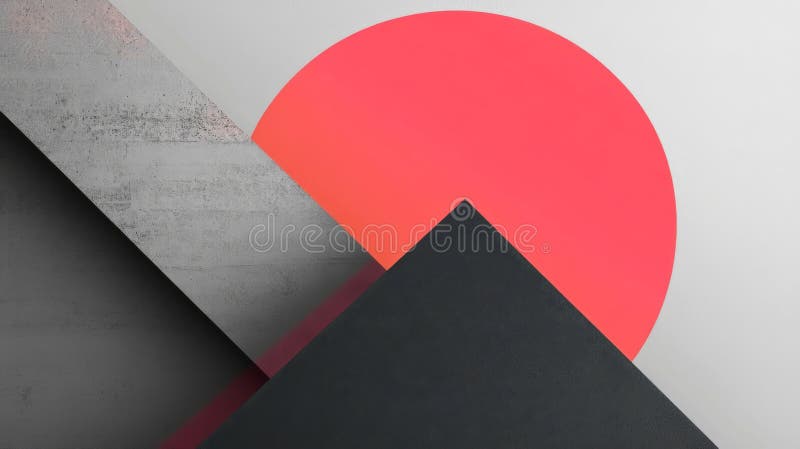 Abstract Geometric Shapes with Red Circle and Gray Triangles Stock ...