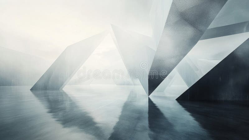 Abstract Geometric Shapes Reflection in Grey and Blue Stock ...