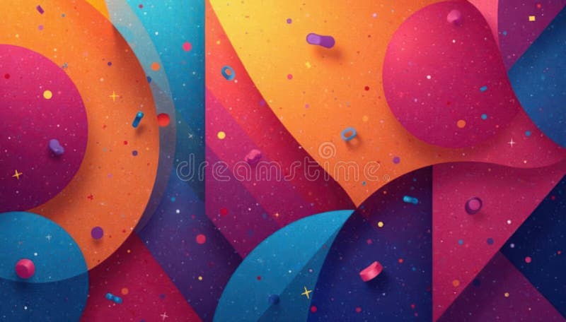Abstract Geometric Shapes Repeat in Vibrant Colors , Style, Visual ...