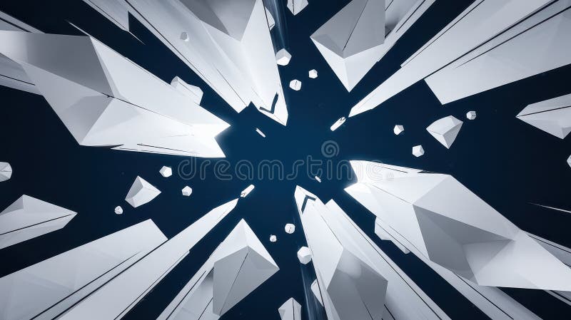 Abstract Geometric Shapes Rising Towards a Dark Distant Void, Creating ...