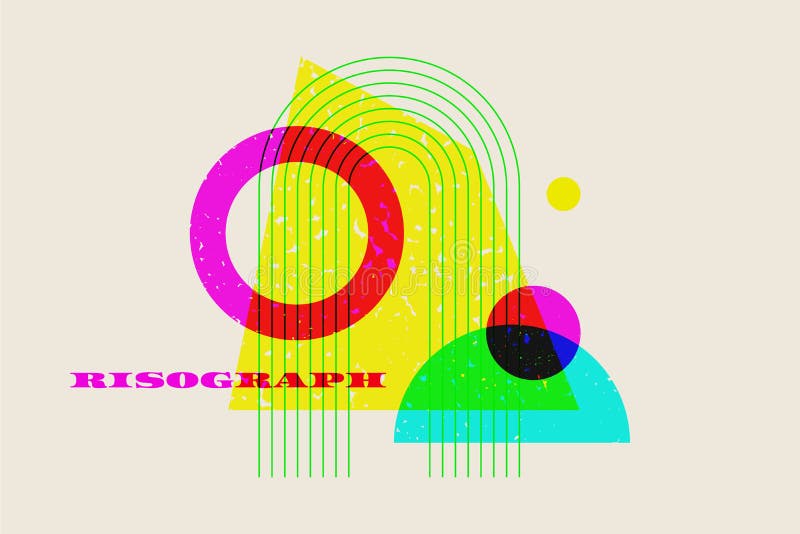 Abstract Geometric Shapes Risograph Texture Vector Stock Illustration ...