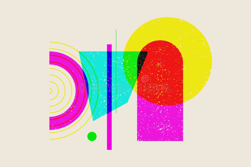 Abstract Geometric Shapes Risograph Texture Vector Stock Illustration ...