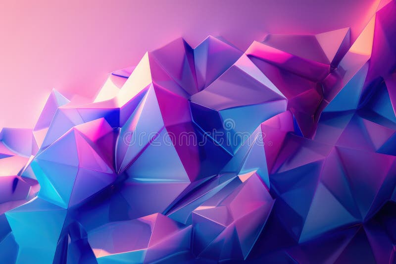 Abstract Geometric Shapes in Shades of Purple and Blue. 3D Design ...