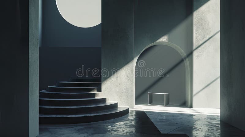 Abstract Geometric Shapes and Shadows in Modern Interior. Stock Photo ...