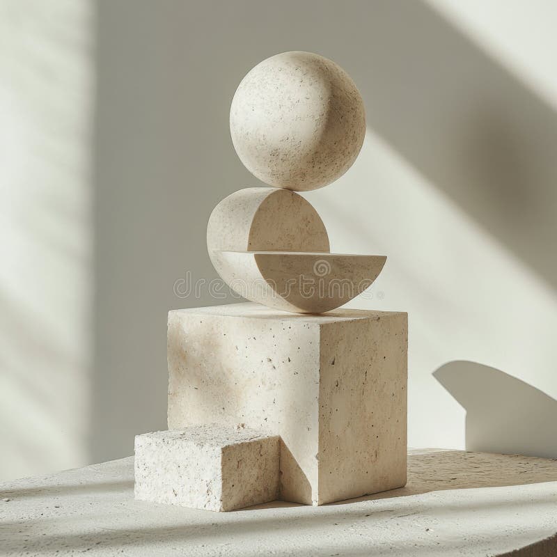 Abstract Geometric Shapes in Soft Light with Shadows on Background ...