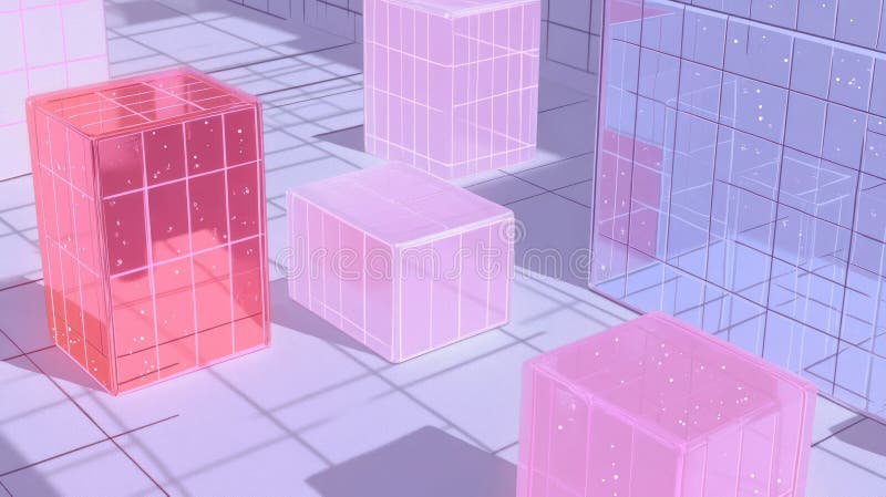 Abstract Geometric Shapes in Soft Pastel Colors Create a Tranquil ...