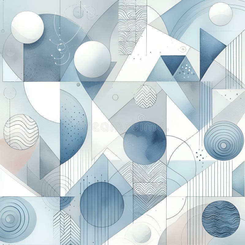 Abstract Geometric Shapes in Soft Powder Blue and White Stock ...