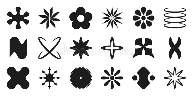 Abstract Geometric Shapes Solid Icon Set. Creative Design Elements ...