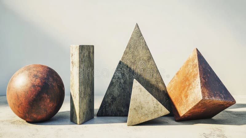 Abstract Geometric Shapes with Textured Surfaces Stock Image - Image of ...