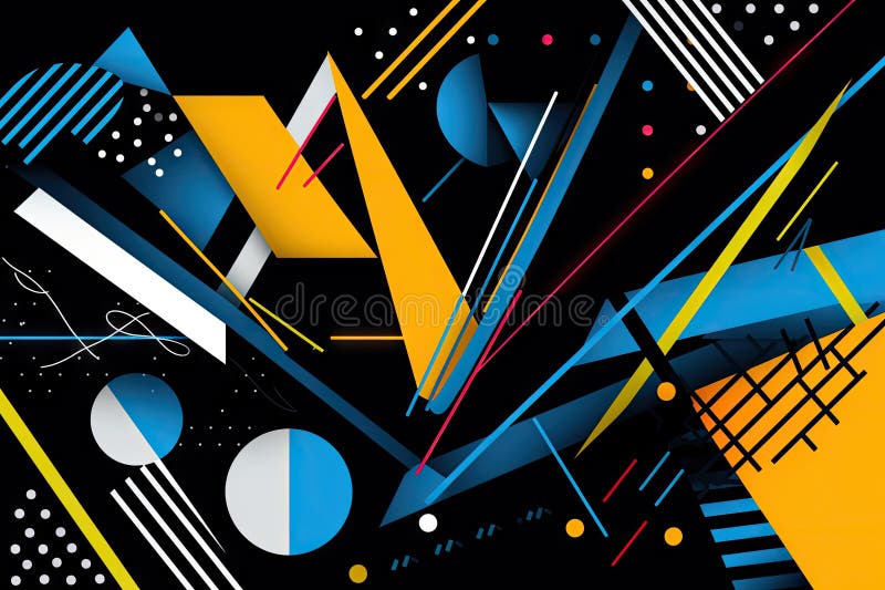 Abstract Geometric Shapes with Thin, Bold Lines in Contrast Stock ...
