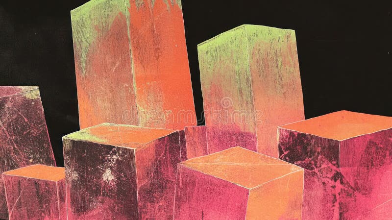 Abstract Geometric Cubist Shapes in Warm Tones Stock Illustration ...