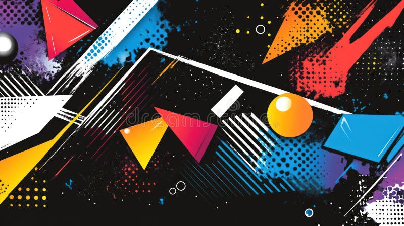 Abstract Geometric Shapes and Vibrant Colors Create a Dynamic Graphic ...