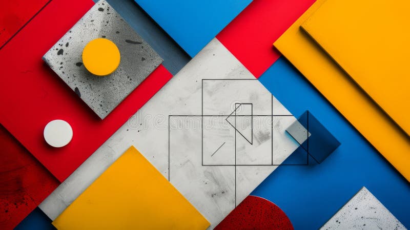 Abstract Geometric Shapes and Vivid Colors Composition Stock Image ...