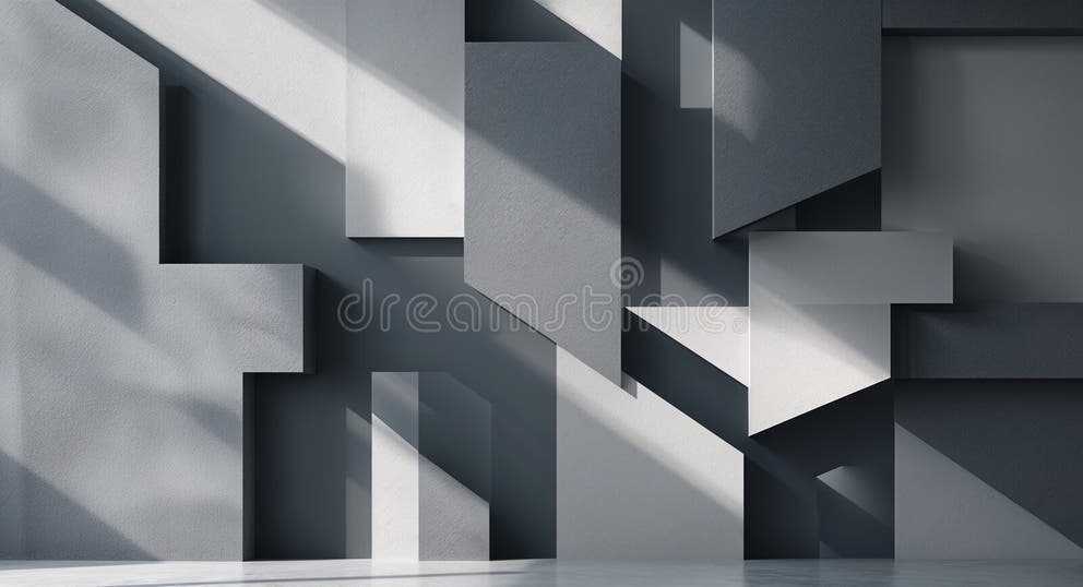 Abstract Geometric Shapes Wall Design with Shadows Stock Image - Image ...