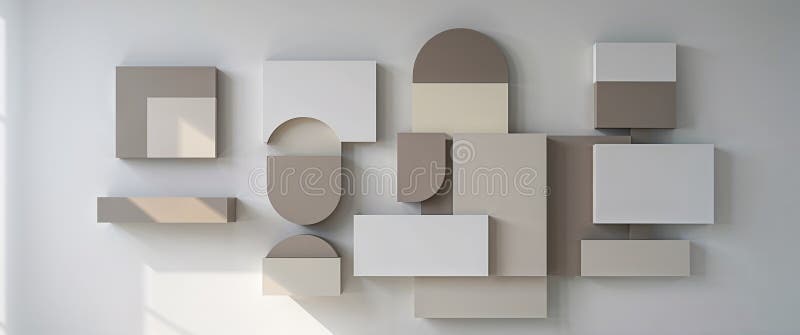 Abstract Geometric Shapes on a Wall with Neutral Tones. Stock Photo ...