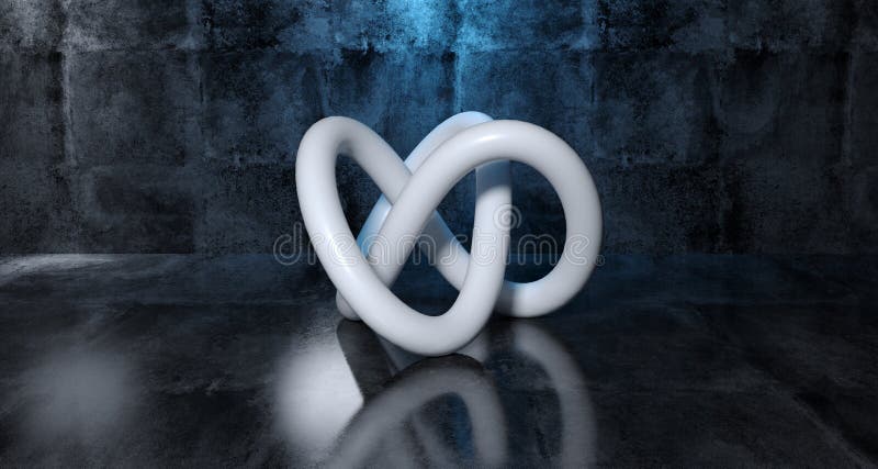 Abstract Geometric Simple Primitive Shape White Torus Knot in Re Stock ...